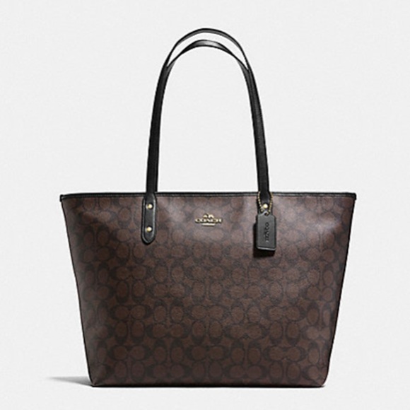 Bags | Coach Signature Coated Canvas Large City Zip Tote | Poshmark
